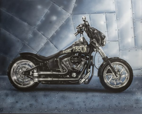 Graffiti Leinwand Harley Davidson - leuchtet im Dunkeln